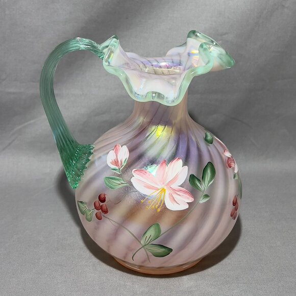 Fenton | Art | Vtg Bill Fenton Art Glass Pitcher Pink Champagne ...
